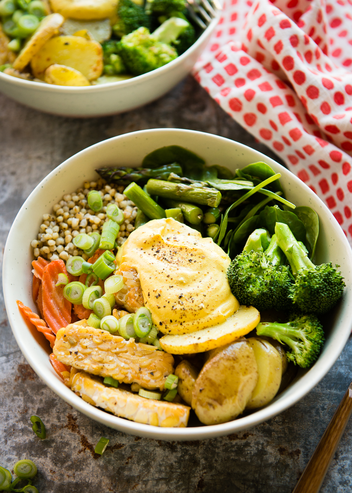 Spring Buddha Bowls with Creamy Turmeric Dressing | Hello Veggie