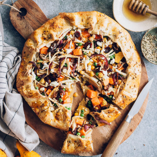 Rustic Root Vegetable Galette with Chickpeas and Cranberries | Hello Veggie